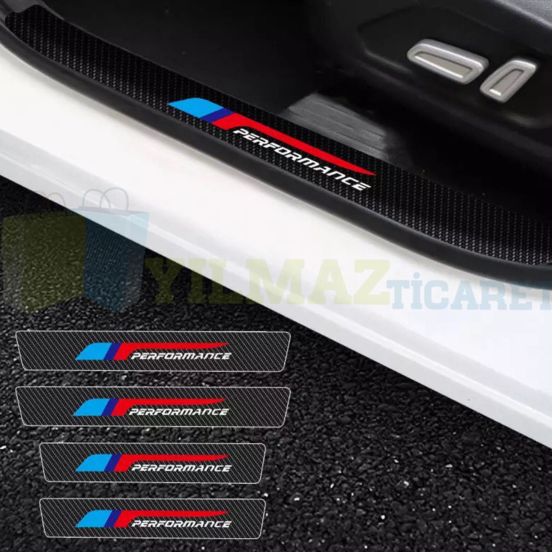 Bmw M Performance Logo Karbon Kapı Eşiği Koruma Oto Sticker Etiket ...